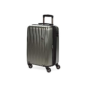 SwissGear 7272 Energie Hardside Luggage Carry-On Luggage With Spinner Wheels & TSA Lock, Olive, 19”, Gunmetal