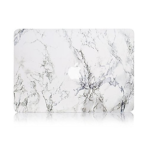 RUBAN Case for MacBook Air 13 Inch (Models: A1369 & A1466, Older Version 2010-2017 Release), Slim Snap On Hard Shell Protective Cover, White Marble