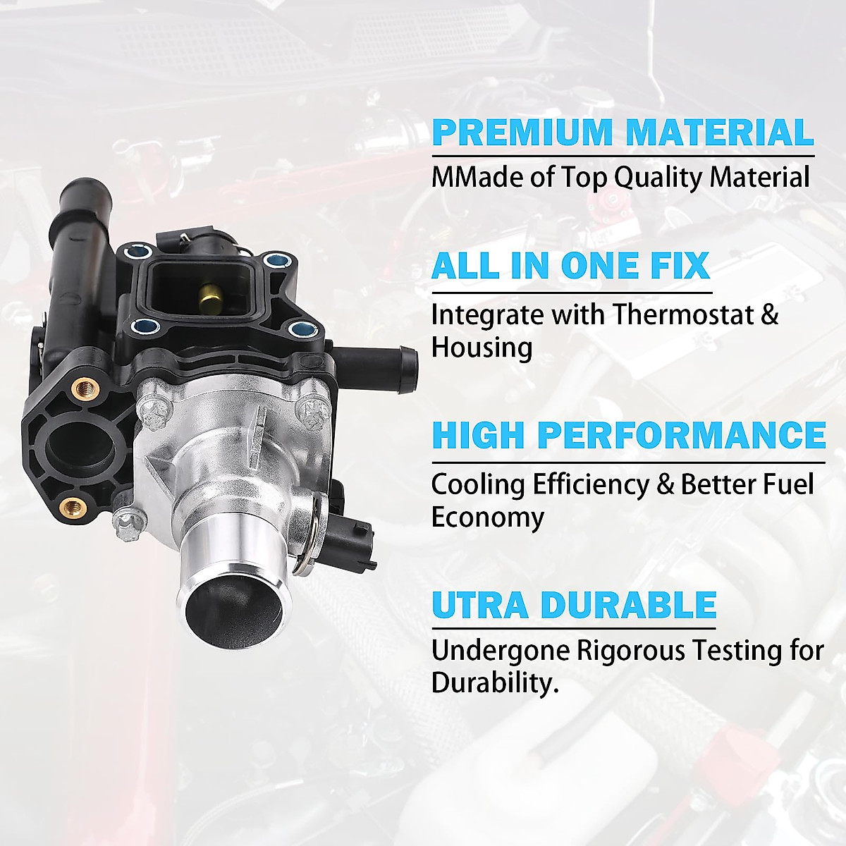 Thermostat Housing with Gasket & Sensor - Compatible with 1.8L & 1.6L 2011-2016 Chevy Cruze, 2012-2018 Chevy Sonic, 2013-2018 Chevy Trax - Replace 25199824, 25192228, 902-033,15-81816