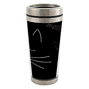 Elanze Designs Cat Face Stainless Steel 16 oz Travel Mug with Lid