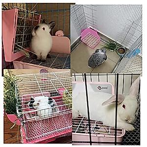 MUYG 11Pcs Rabbit Litter Box Toilet,Bunny Corner Litter Bedding Plastic Square Grate Guinea Pig Bunny Ferret Hamster Hedgehog, Potty Trainer Bedding Box for Guinea Pig Ferret Hamster Hedgehog (Pink)
