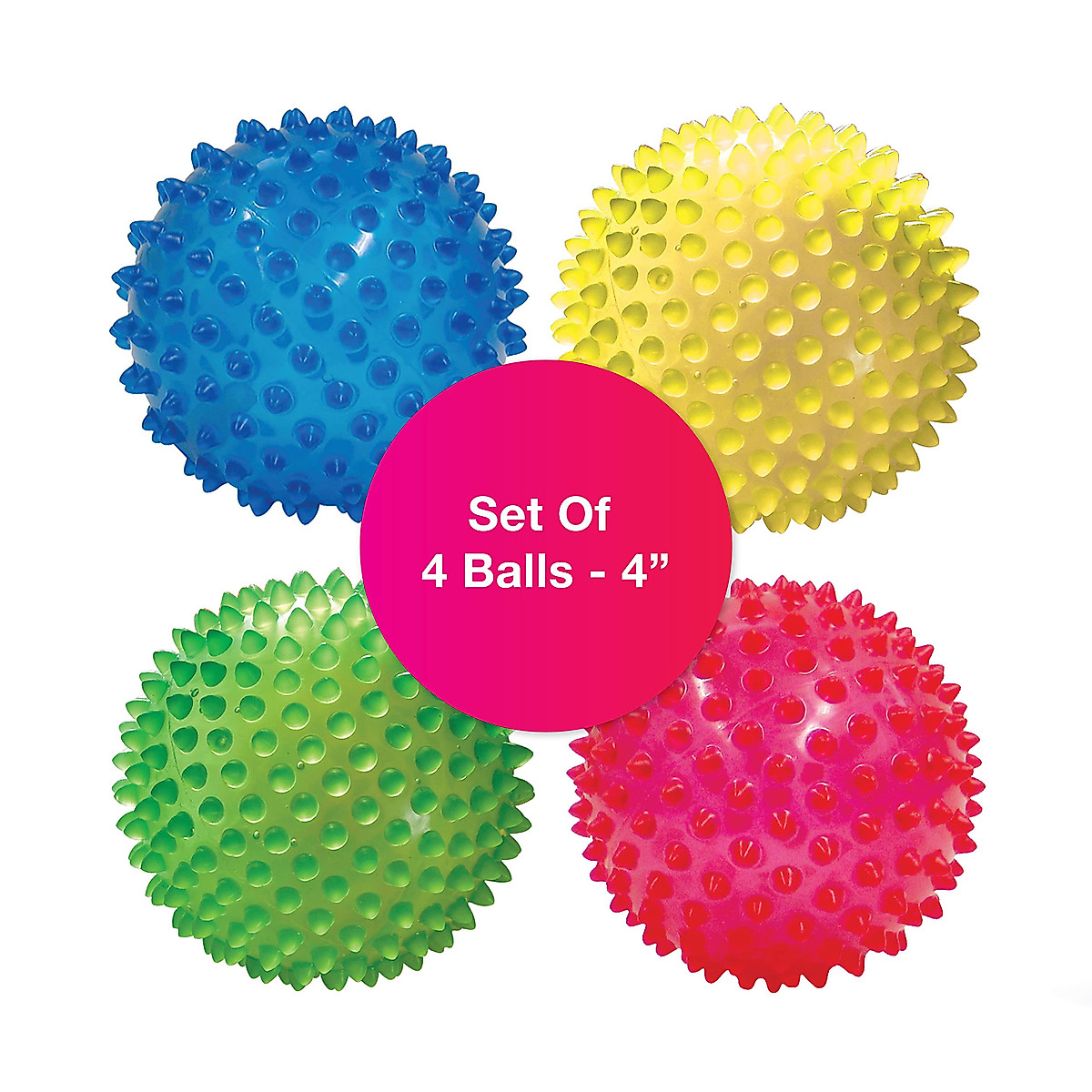 Edushape Sensory Balls for Baby - 4” Transparent Color Baby Balls That Help Enhance Gross Motor Skills for Kids Aged 6 Months and Up - Pack of 4 Vibrant Colorful and Unique Textured Balls for Baby