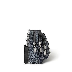Baggallini womens Triple Zip Bagg Convertible Cross Body, Pewter Floral, One Size US