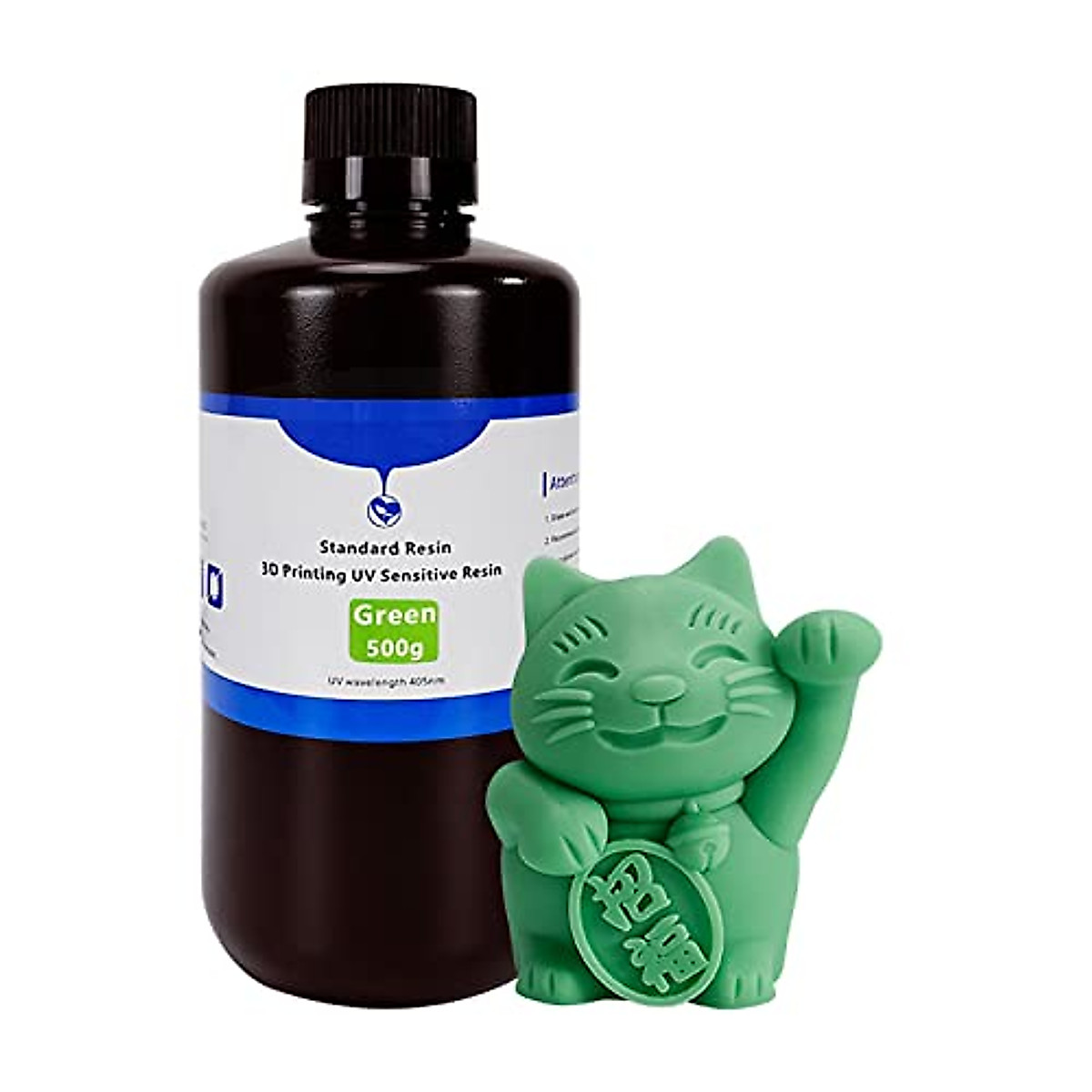 Photopolymer Resin, 3D Printer Resin High Toughness 405nm Wavelengh Quick Curing Better Effect 500g LCD DLP for Model(Green)