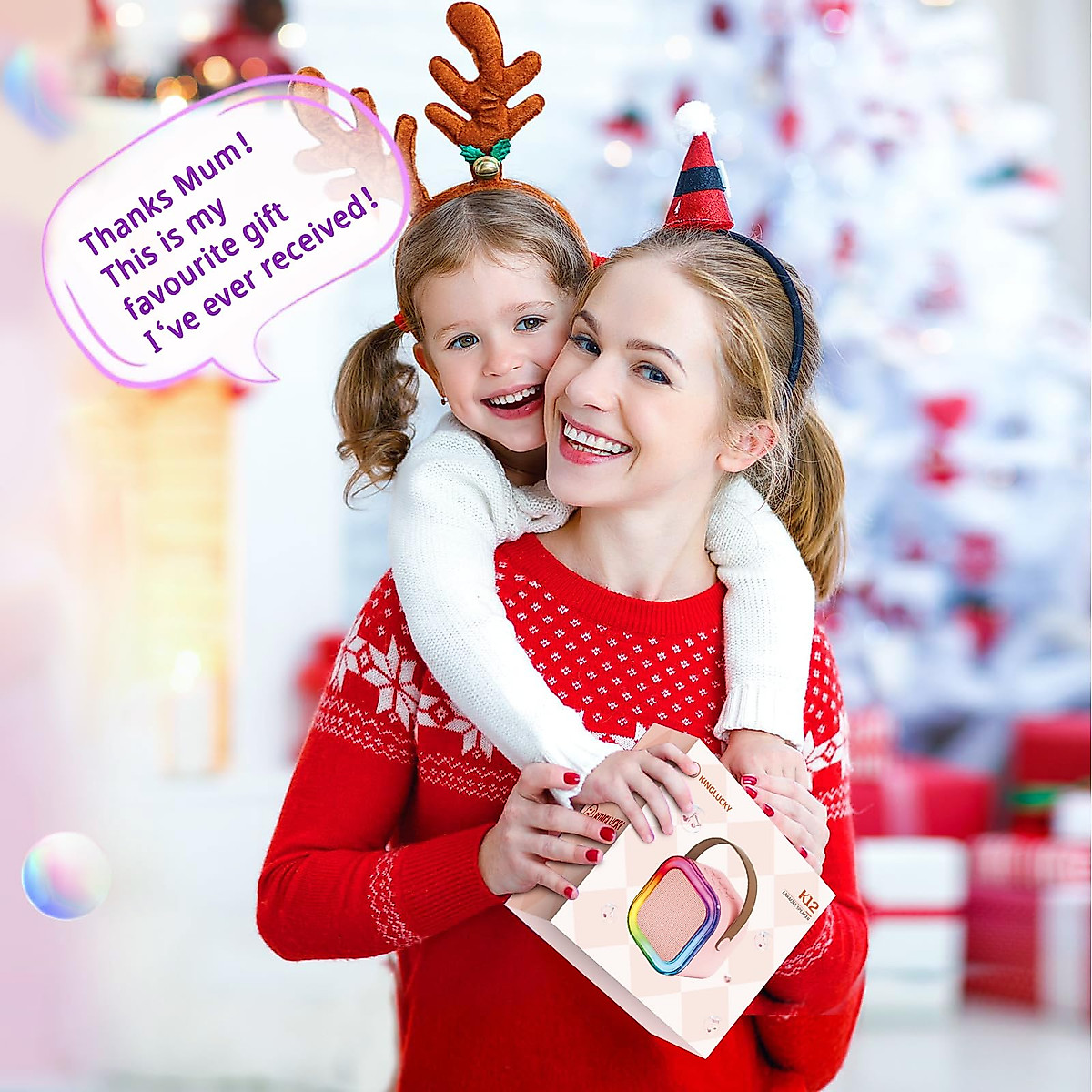 Kinglucky TOP Purple Karaoke Machine for Kids (with Fun Voice Effects) Most Popular Easter Birthday Gifts for 3-12+ Years Old Girls Boys, Mini Karaoke Machine with 2 Wireless Microphones