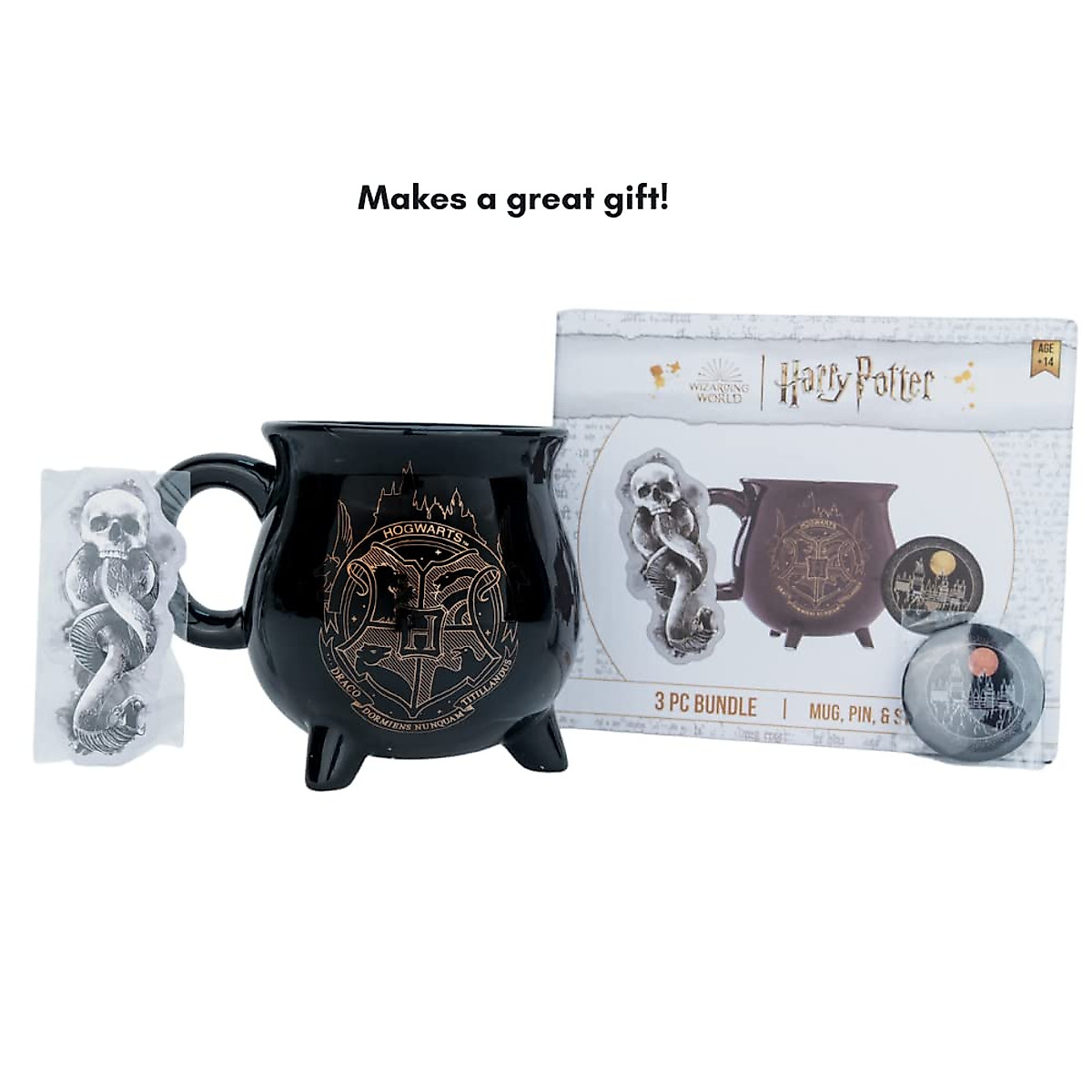 CULTUREFLY Harry Potter Mug Set in Gift Box with Sticker and Pin, Ceramic Coffee Mug, 12 oz.