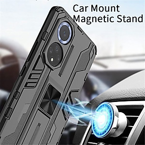 Asuwish Phone Case for Honor 50 5G/Huawei Nova 9 with Tempered Glass Screen Protector Cover and Slim Stand Hybrid Rugged Magnetic Back Film Cell Mobile Accessories Hawaii Nova9 Honor50 Women Men Black