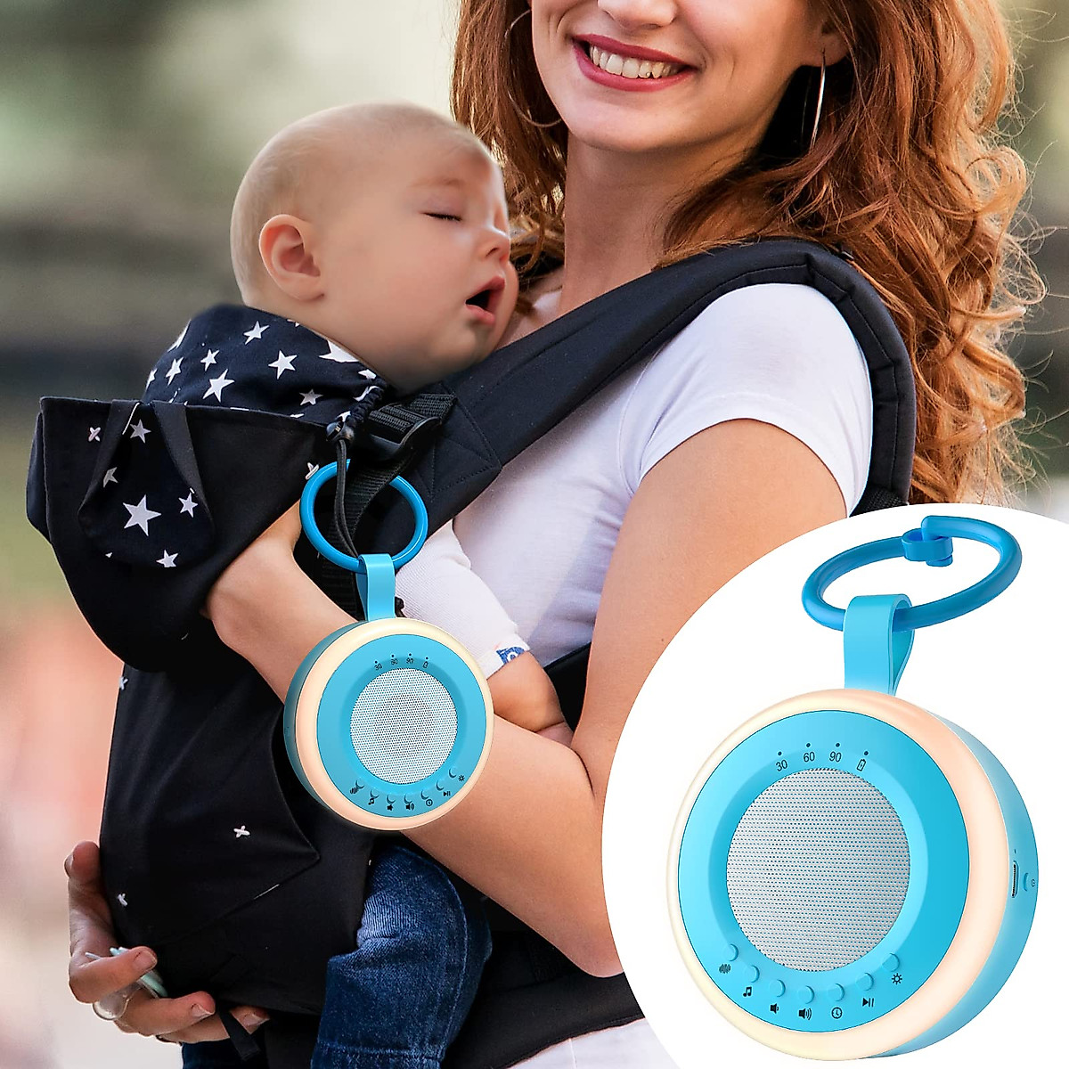 Portable Sound Machine for Baby Sleeping, Travel White Noise Machine with Night Light