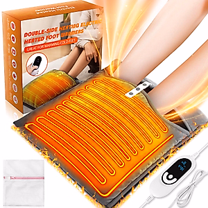 Double Sided Foot Warmer,2023 New Upgrade Electric Feet Heating Pads for Women Man with Fast Heating&Machine Washable,Electric Heated Foot Warmers with 8H Timer for Bed,Under DeskOfficeHome&Neuropathy