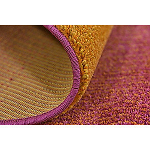 Unique Loom Estrella Collection, Gradient, Sunset, Abstract, Bright Colors Area Rug, 6' 1" x 6' 1", Pink/Gold