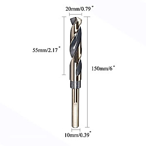 TA-VIGOR 20mm Reduced Shank Twist Drill Bits with 10mm Shank- Perfect for Drilling Steel,Copper,Aluminum Alloy-Made of High Speed Steel 4341