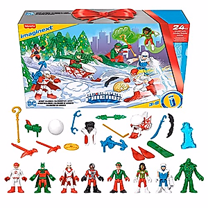 Imaginext DC Super Friends Advent Calendar, Christmas Gift Of 24 Figures & Accessories For Preschool Kids Ages 3+ Years