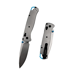 7.4 Inch Manual Open Bugout 535 Folding Knife, Axis Lock Knife with 2.8 Inch 440C Blade Titanium Alloy Handle, EDC Pocket Knife with Belt Clip for Camping Hunting (440C blade)