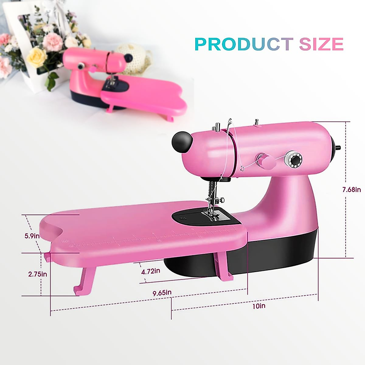 Sewing Machines Mini, portable Sewing Machine，sewing machine child's，kit easy hand held sewing machine manual sewing machine leather jeans plastic Upgraded Electric Sewing Machine with Sewing Bag, Expansion Board, LED Light (Pink)