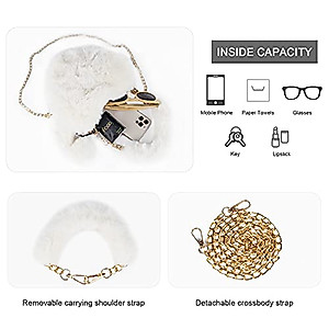 SUKUTU Faux Fur Purse Women's Heart Shaped Evening Handbags Small Cute Phone Crossbody Bag Clutches for Girls