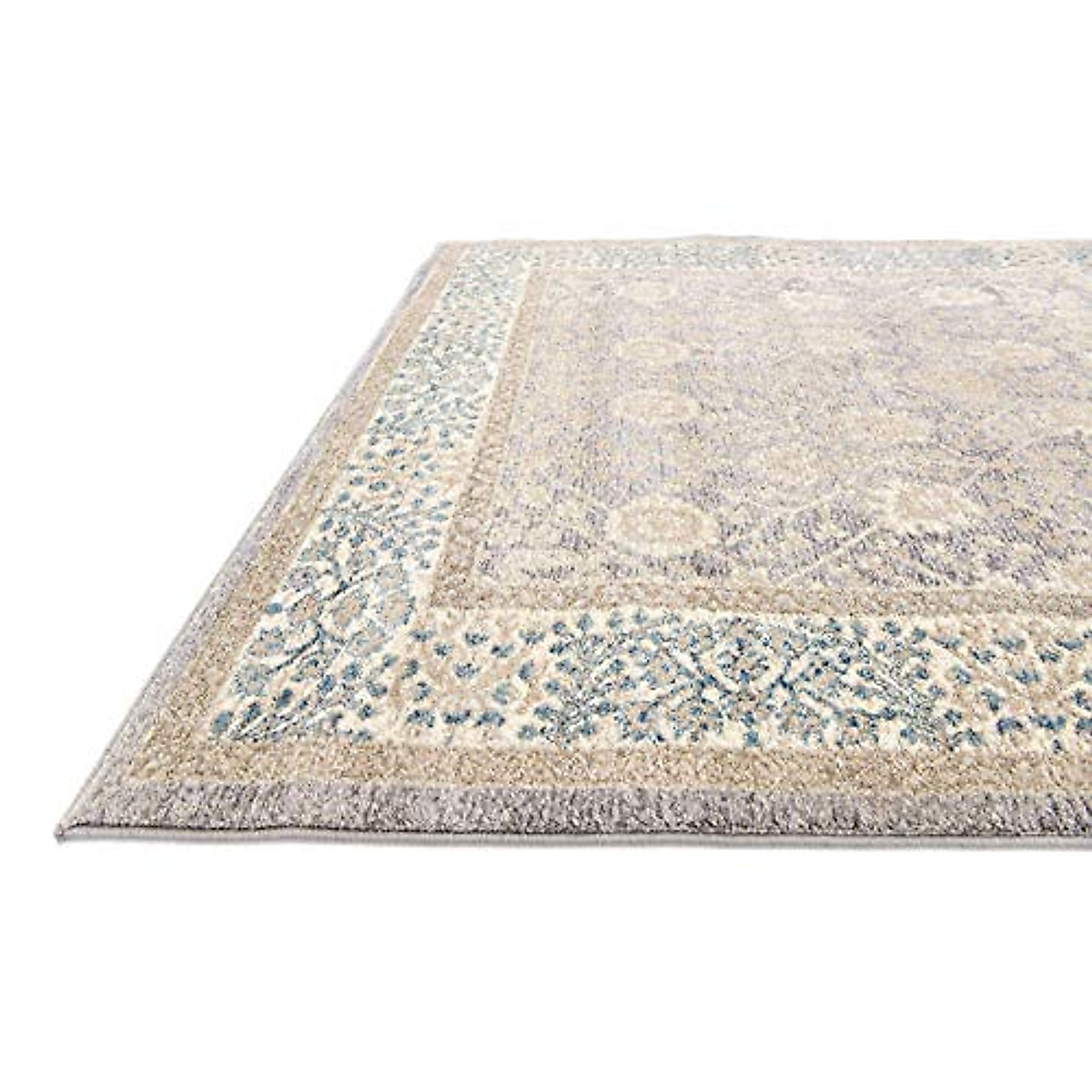 Unique Loom Salzburg Collection Classic Traditional Design Oriental Inspired with Intricate Border Area Rug, 4' Square, Light Brown/Gray