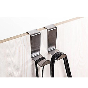 Home-organizer Tech Stainless Steel Reversible Over The Door Hook Removable Cubicle Coat Hook, Brushed Finish 6 Pack