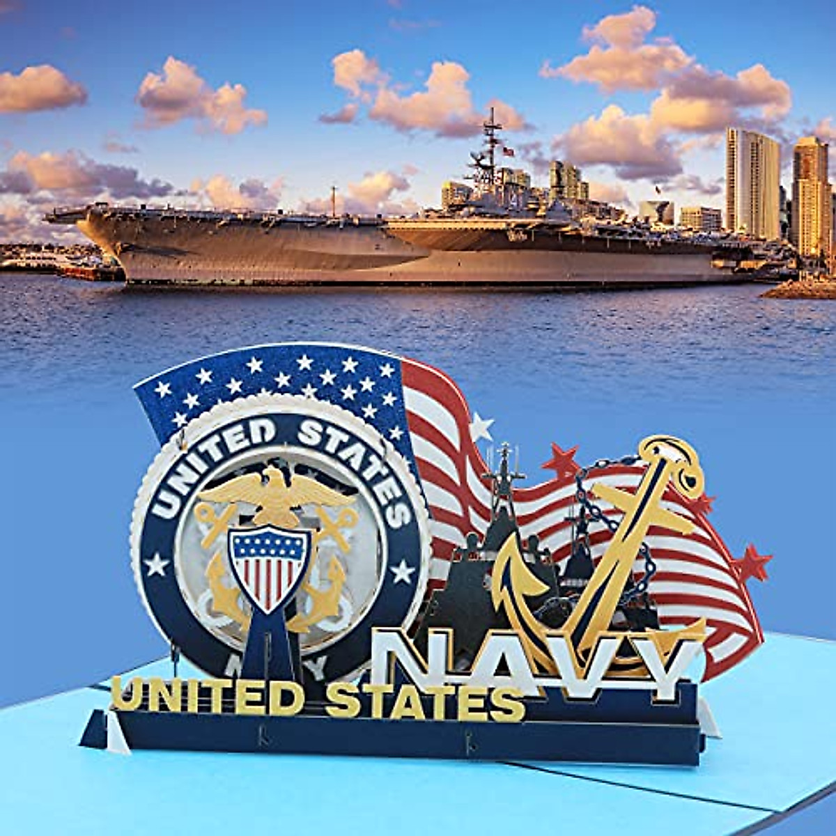 Sweet Land of Liberty Brave Soldiers of U.S. Army - 3D Pop Up Greeting Card - Father's Day Gift Birthday Card, Graduation Card Anniversary Card By AITpop?navy?