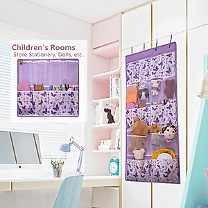 Over the Door Storage Organizers,Behind Door Hanging Holder Shelf to Store Shoes,Socks,Hat,Underwear,Doll,Toddler Nappy,Hair Accessories,Kids outfit in Bathroom,Nursery,Utility Room,Entryway,Purple