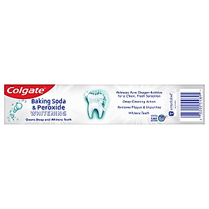 Colgate Baking Soda and Peroxide Toothpaste Gel, Whitening Baking Soda Toothpaste, Frosty Mint Flavor, Whitens Teeth, Fights Cavities and Removes Surface Stains for Whiter Teeth, 6 Pack, 6 Oz Tubes