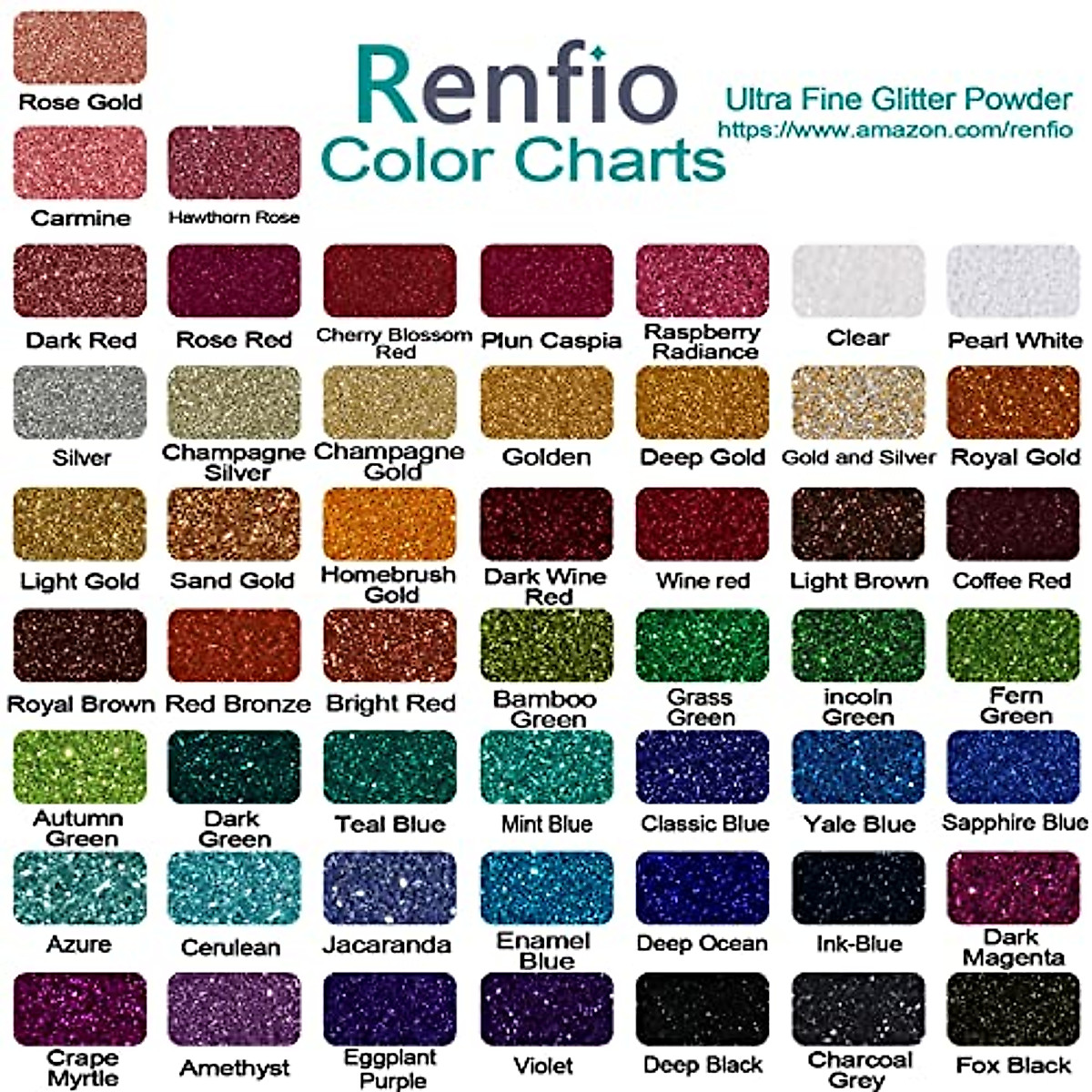 Renfio Ultra Fine Glitter Powder Metallic Resin Glitter 1.75 Oz (50g) PET Flakes Crafts Sequins 1/128" 0.008" 0.2mm Epoxy Chips Flakes for Tumblers Slime Decoration - Deep Black