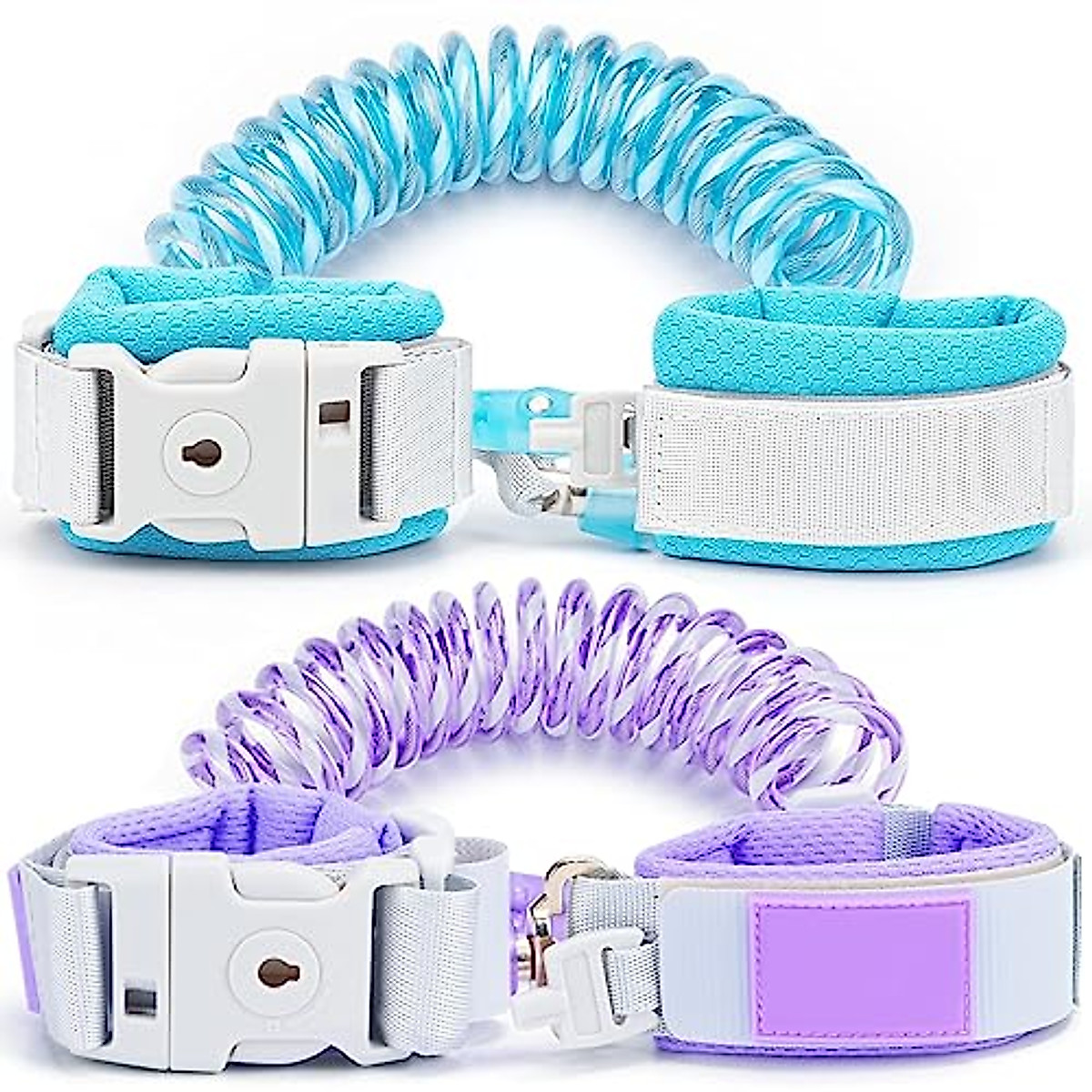 LilKisThk Child Leash, Backpack Leash for Toddlers 2 Pack, Kid Leashes Safety Harness with Key Lock, Baby Leashes Anti Lost Wrist Links (Blue+Purple)