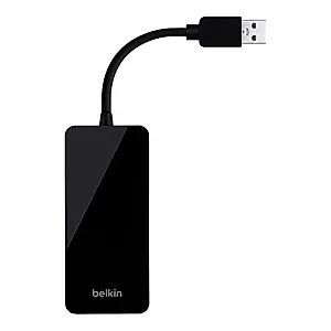 Belkin USB 3.0 Hub w/ 3 USB Ports & Gigabit Ethernet - USB Splitter - USB Hub 3.0 - USB Docking Station - Ethernet Adapter for Laptop - USB Adapter - USB Hub for Laptop - USB Ethernet Adapter - Black