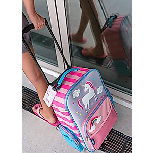Wildkin Kids Rolling Suitcase for Boys & Girls, Suitcase for Kids Measures 16 x 11.5 x 6 Inches, Kids Luggage is Carry-On Size, Perfect for School & Overnight Travel (Unicorn)