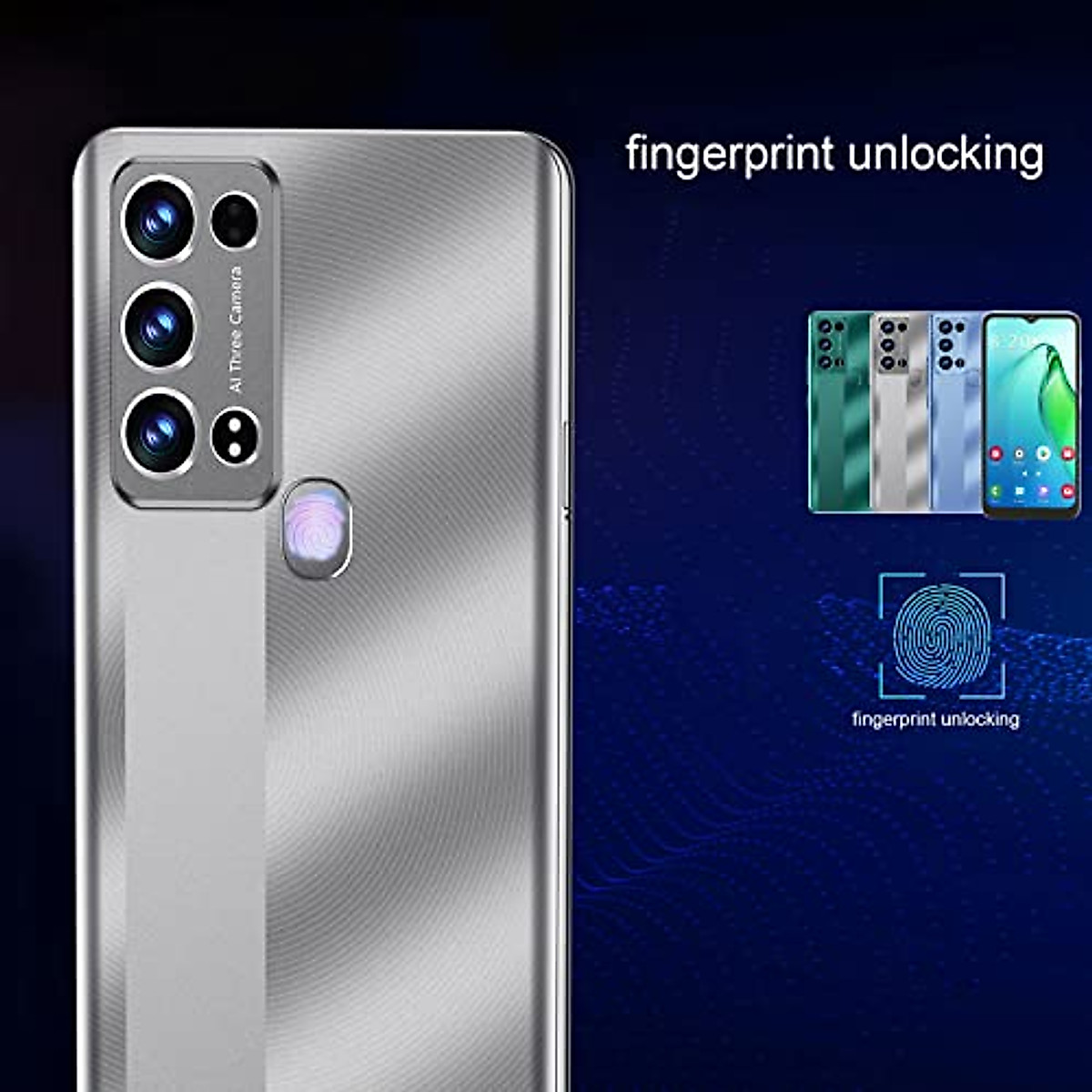 Yoidesu 5G Unlocked Android Smartphone, 6.5in IPS HD Screen 6GB RAM 128GB ROM Ultra Thin Mobile Phone, 5000mAh 12MP16MP HD Camera, Face ID Fingerprint Unlocked Cellphone for Android 12(Grey)