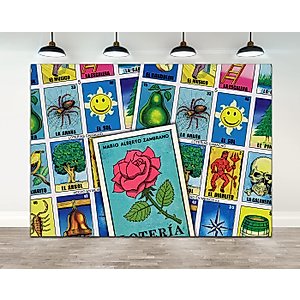 Ticuenicoa 7×5ft Mexico Loteria Card Backdrop Mexican Theme Party Lotería Cards Photography Backdrop for Adult Portrait Kids Birthday Party Supplies Fiesta Decorations Room Wall Decor Photoshoot