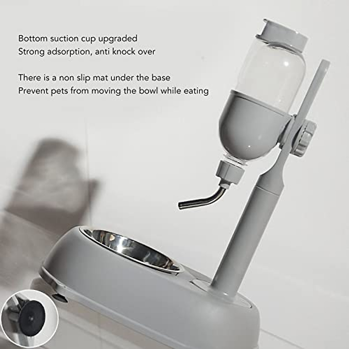 Pet Standing Water Dispenser Bowl, 2 in 1 500ml Multifunctional Detachable Height, Automatic Water Feeder Bottle with Stand for Dogs Cats