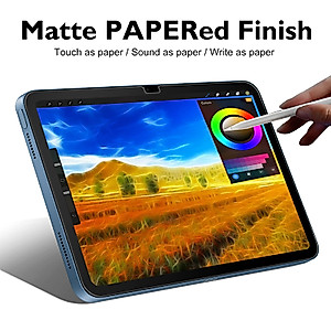 Esanik 2 Pack Like Paper Glass Screen Protector for iPad 10.9 10th Generation (2022, 10.9 Inch) 9H Tempered Glass Film with Alignment Frame, Writing Like on Paper, Anti Glare, Apple Pencil Compatible