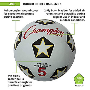 Champion Sports Rubber Cover Soccer Ball - Size 5