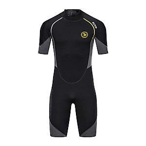 ZCCO Men's Wetsuits 1.5mm Premium Neoprene Back Zip Shorty Dive Skin for Spearfishing,Snorkeling, Surfing,Canoeing,Scuba Diving Suits(L)