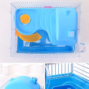 VOSAREA Hamster Cage Gerbil Haven Habitat Small Animal Cage Includes Play Slide Exercise Wheel Hamster Hide- Out Water Bottle (Light Blue)