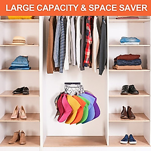 HOUSE AGAIN Hat Rack for Wall 2 Packs Hat Organizer and Storage for 20 Baseball Caps, Metal Hats Holder Wall-Mounted with 20 Stainless Steel Clips, Fits All Caps, for Men&Women