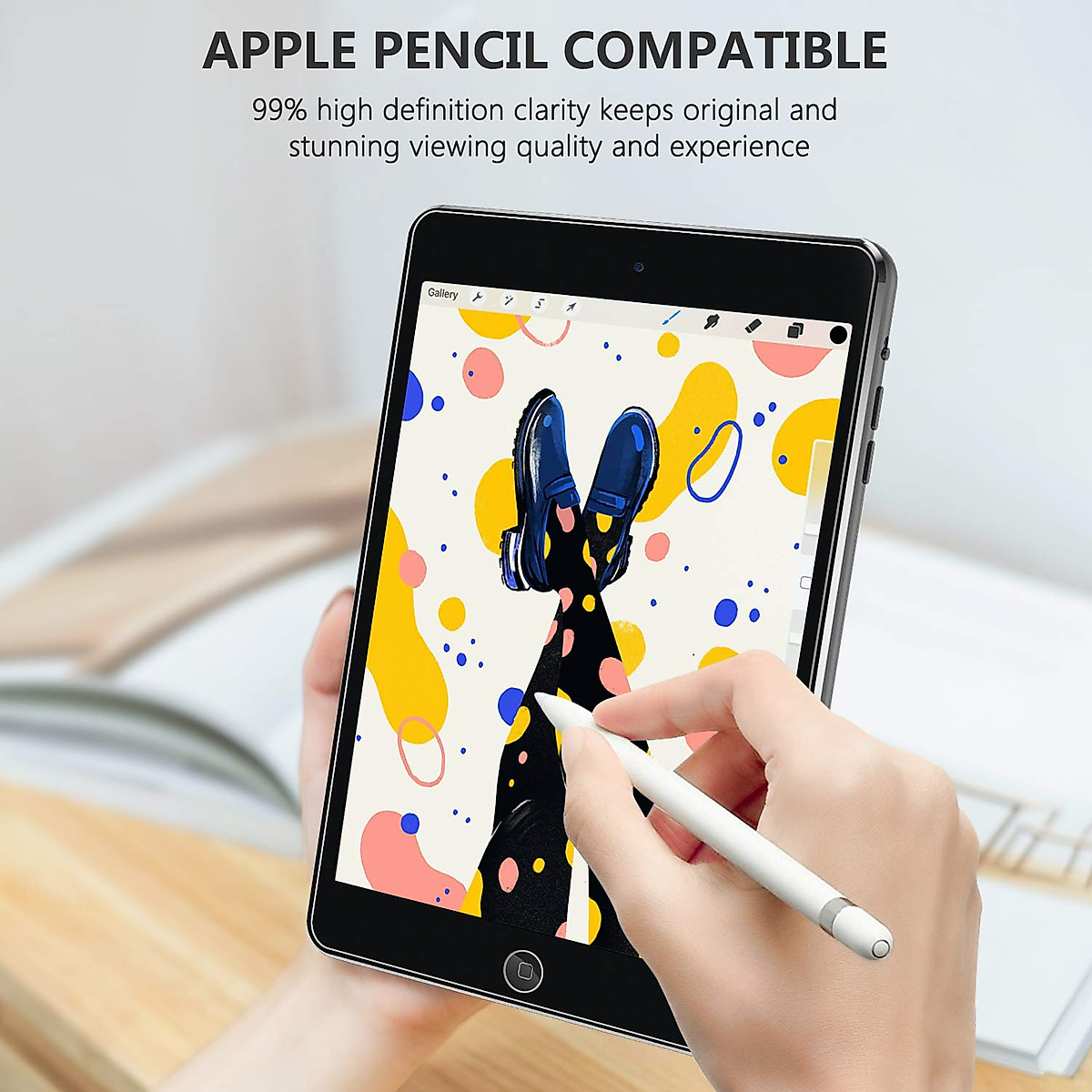 SPARIN 2 Pack Screen Protector for iPad 6th 5th Generation/iPad Air 2 9.7 inch, Tempered Glass Compatible with Apple Pencil