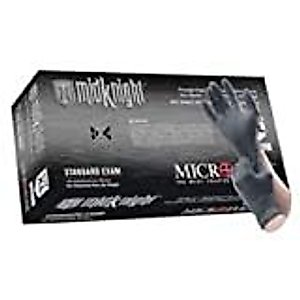 Ansell MK-296-L Microflex Midknight Powder Free Nitrile Exam Glove, Black, Large, Pack of 1000