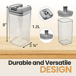 Shazo 6 PCs 1.2 Liter Airtight Food Storage Containers ‎with Lids - BPA Free Plastic Cereal Containers with Easy Lock Lids for Kitchen Pantry Organization