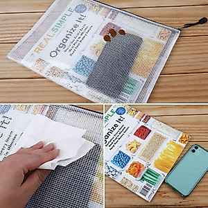 EOOUT 24pcs Mesh Zipper Pouch, Board Game Organizer, Storage Bags, Plastic Puzzle Bag for Organizing, Letter Size, A4 Size, for School Students Office Supplies