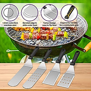 24Pcs Griddle Accessories Kit, Joyfair Outdoor BBQ Flattop Grill Tool Set, Heavy Duty Stainless Steel Spatulas/Scraps for Teppanyaki Camping Cooking, Burger Turner &2 Portable Bags, Dishwasher Safe
