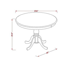 East West Furniture ANT-BLK-TP Antique Kitchen Dining Round Solid Wood Table Top with Pedestal Base, 36x36 Inch, Black & Cherry