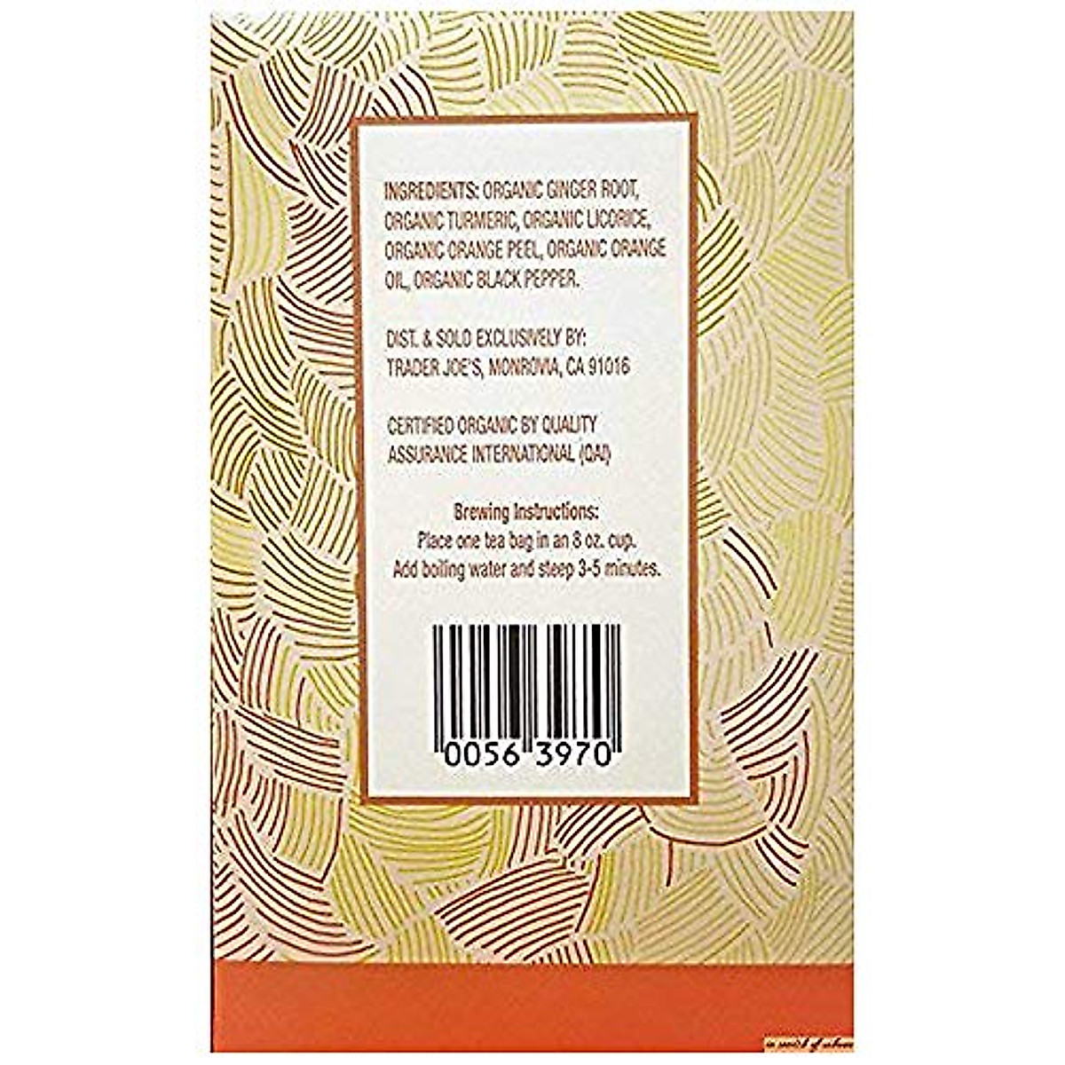 Trader Joes Organic Ginger Turmeric Herbal Tea 20 envelopes each (Pack of 2)