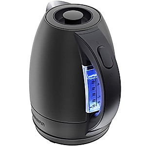 Chefman Electric Kettle, 1.8 Liter Stainless Steel Electric Tea Kettle Water Boiler with Automatic Shutoff, LED Lights, Boil-Dry Protection, Hot Water Electric Kettles for Boiling Water, Black