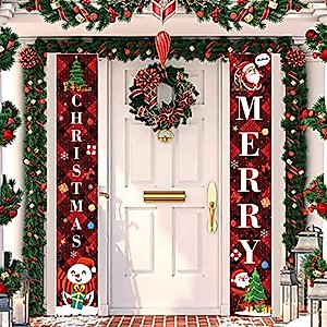 Merry Christmas Decorations Outdoor | Merry Christmas Decorations Front Porch Banners for Halloween Porch Decor | Fall Decor | Halloween Decorations Indoor