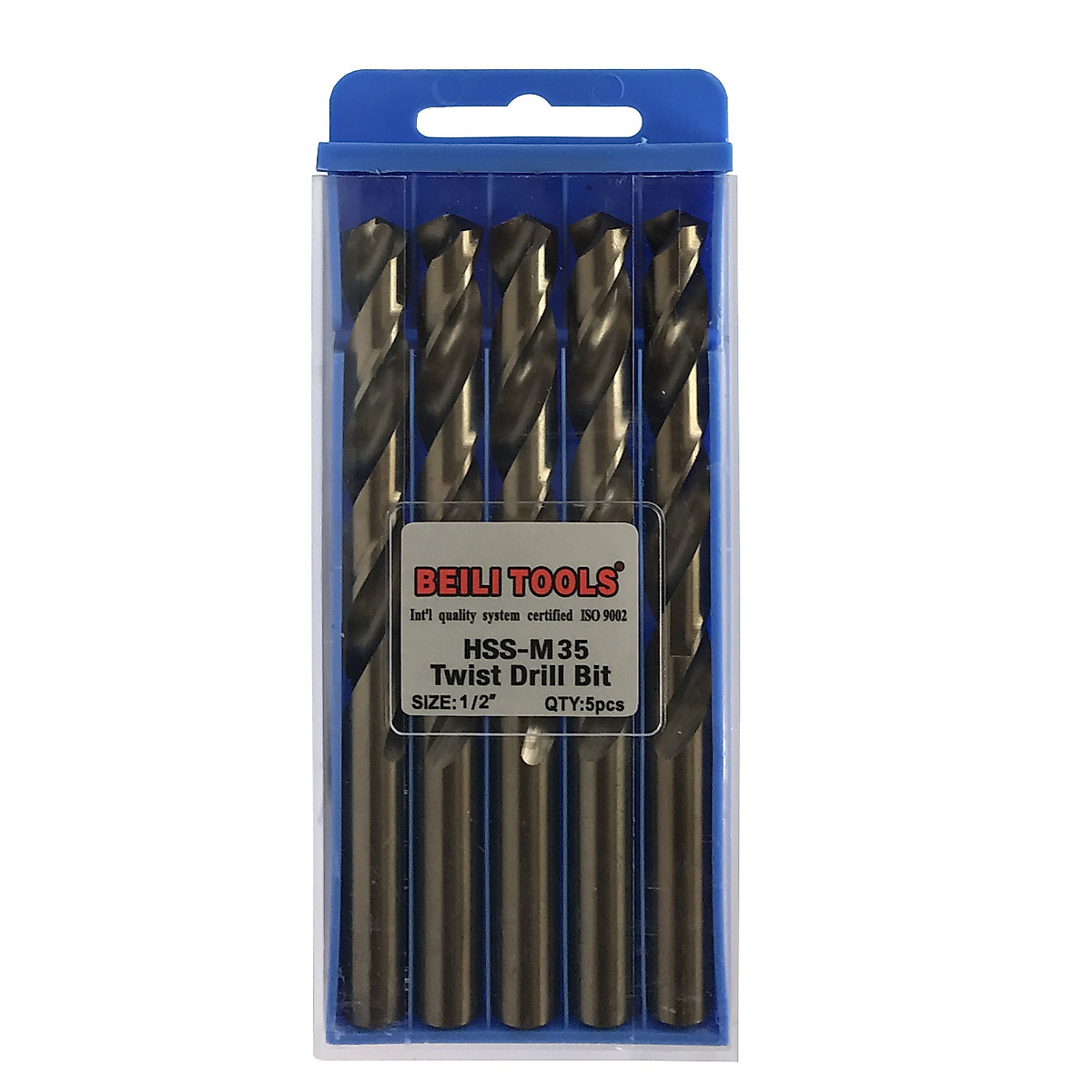 BEILI TOOLS HSS M35 Cobalt Twist Drill Bits, Pack of 5 (12.7mm, 1/2")