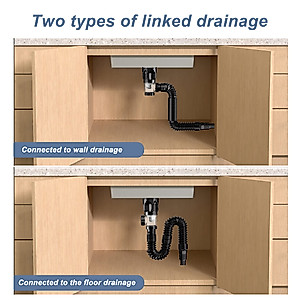 Miaphie Bathroom Sink Drain Kit, Bathroom Sink Drains with Flexible & Expandable P-Trap, Suitable for 1-1/4'' or 1-1/2'' PVC Drain Pipe, Pop Up Drain with Built-in Anti-clogging Stopper