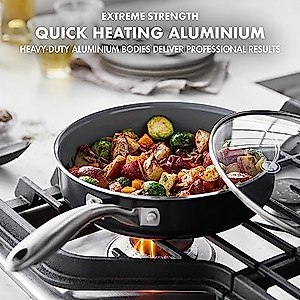 GreenPan Swift Healthy Ceramic Nonstick, 12 Piece Cookware Pots and Pans Set, Stainless Steel Handles, PFAS-Free, Dishwasher Safe, Oven Safe, Black