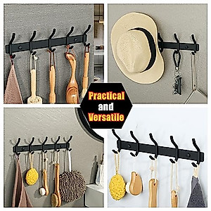 Alise Coat Rack Wall Mount,Coat Hanger Rail with 5 Double Coat Hooks for Hanging Coats Bathroom,SUS304 Stainless Steel Towel Hanger Hook Racks for Purse Clothes Entryway Jacket Hats Towels,Black