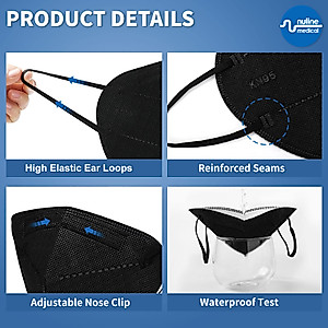 KN95 Disposable Face Masks, 5 Layer Cup Dust Protective Face Masks for Men & Women, Black, 30PCS